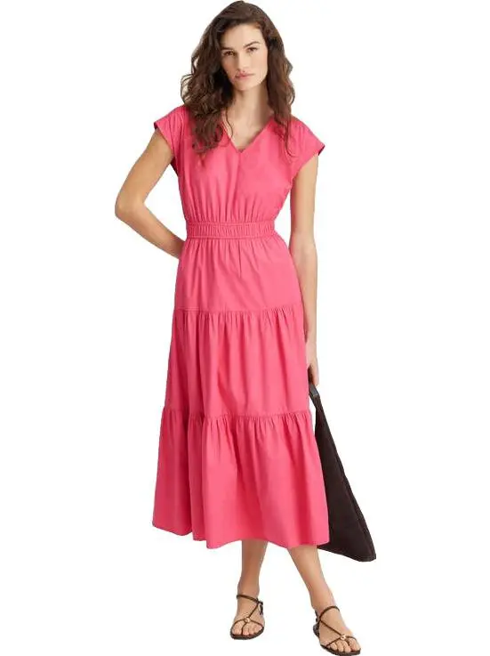 Nordstrom Tiered Poplin Maxi Dress - Pink Carmine