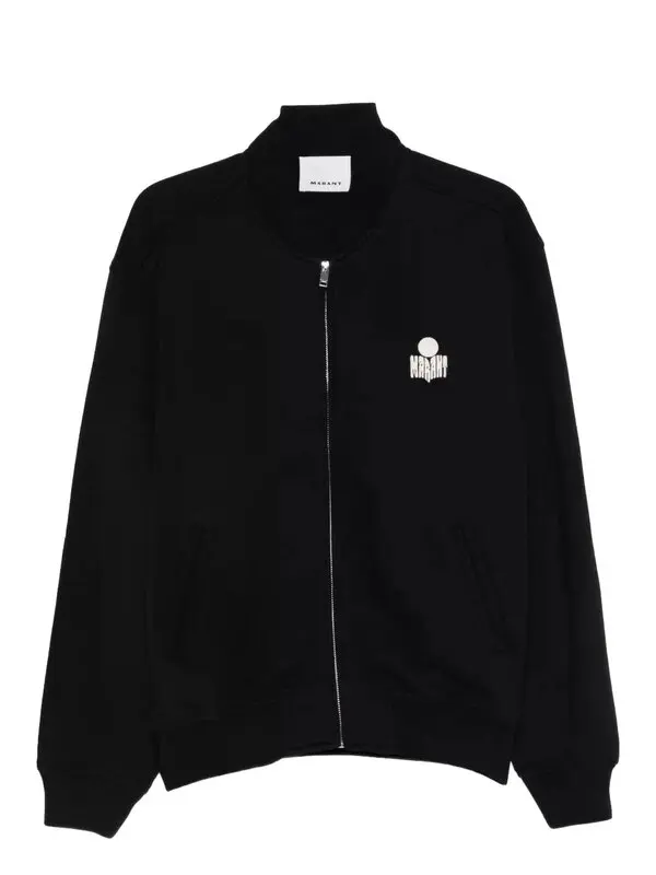MARANT Zip-up Logo Sweater - Black