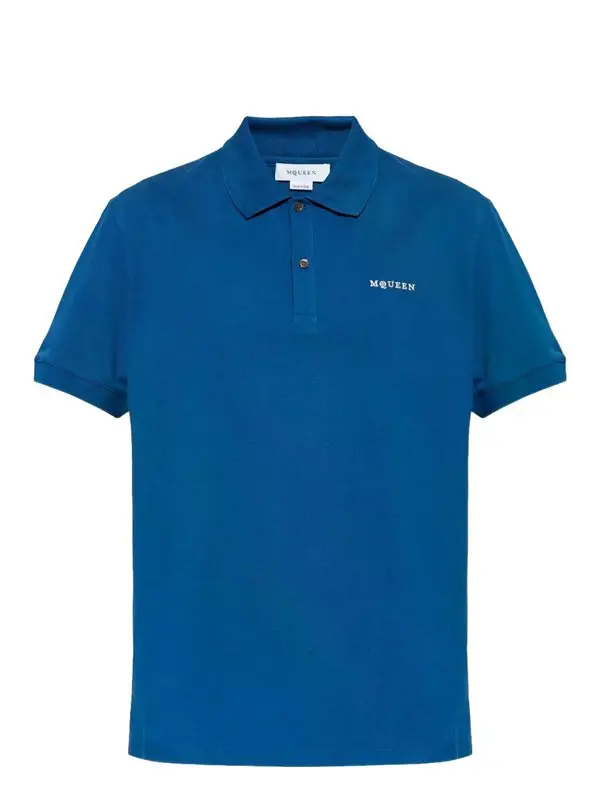 Alexander McQueen Embroidered Polo Shirt - Blue