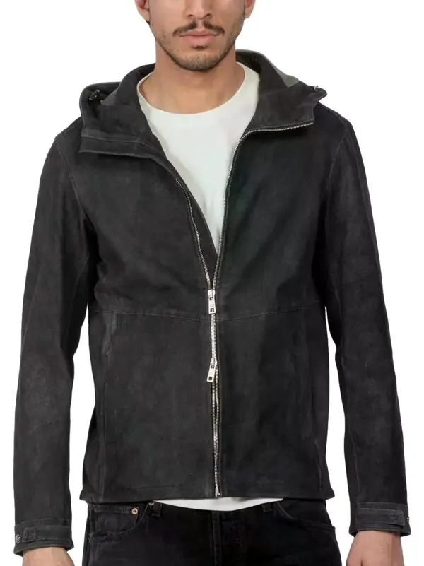 GIORGIO BRATO Hooded Zip-front Jacket - Grey