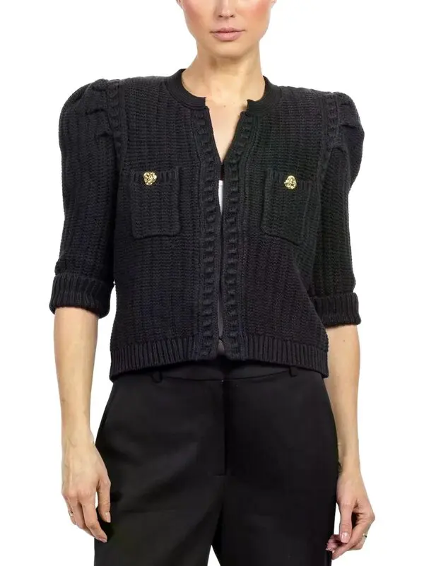 L'Agence Delilah Puff-sleeve Cardigan - Black