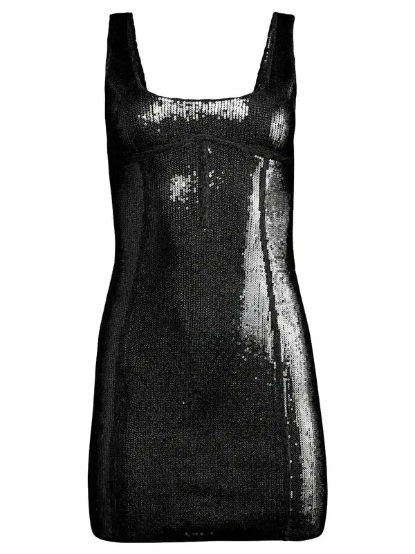 Fleur Du Mal Sequin Knit Mini Dress - Black
