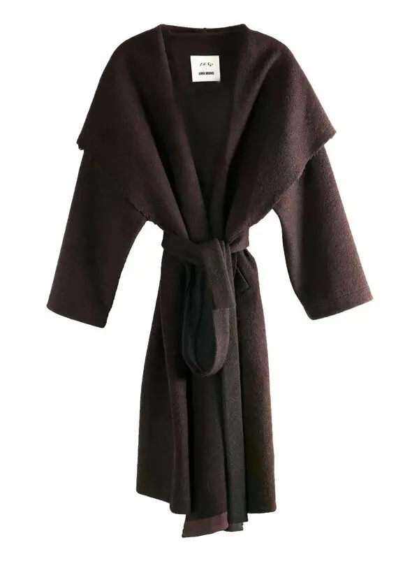 UMA WANG X 1436 Hooded Belted Coat - Brown