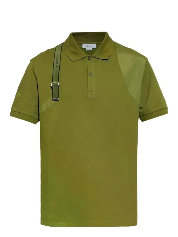 Alexander McQueen Panelled Strap-detail T-polo Shirt - Green