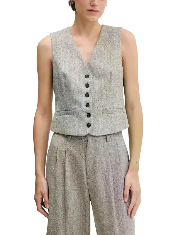 PEDRO DEL HIERRO V-neck Button-up Waistcoat - Grey