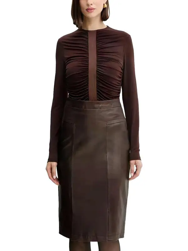 Herve Leger Ruched-panel Blouse - Brown