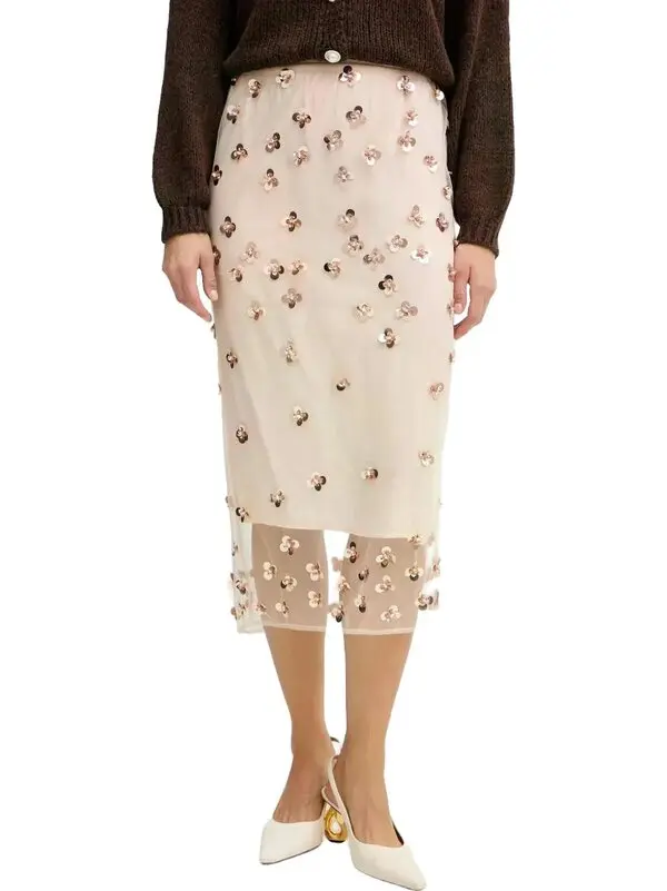 FORTE_FORTE Embroidered Midi Skirt - Neutrals