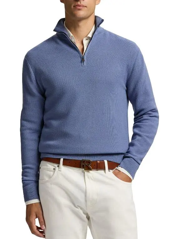 Ralph Lauren Purple Label Wool Piqué Half-zip Pullover - Soft Blue