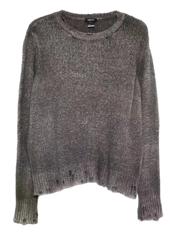 Avant Toi Distressed Knit Sweater - Grey
