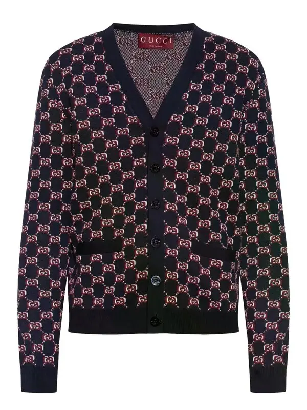 Gucci Monogram Wool Cardigan - Blue
