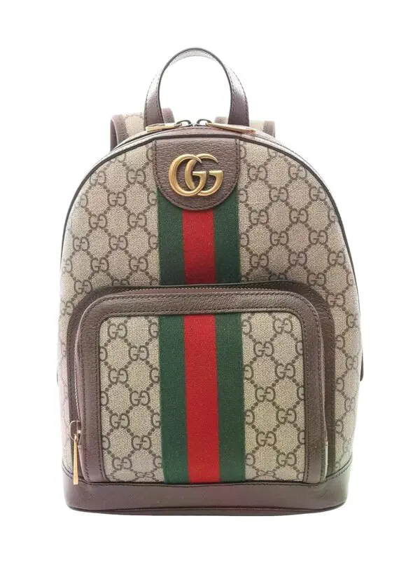 Gucci Small Gg Supreme Ophidia Web Backpack - Brown