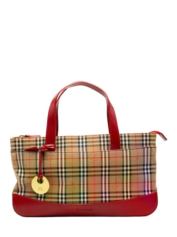 Burberry Haymarket Check Canvas Handbag - Brown