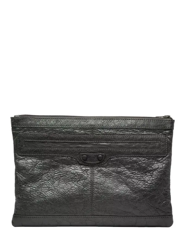 Balenciaga Lambskin Motocross Classic Clip M Clutch - Black