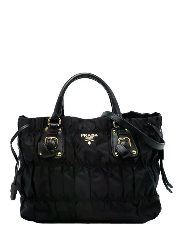 Prada Tessuto Gaufre Satchel - Black