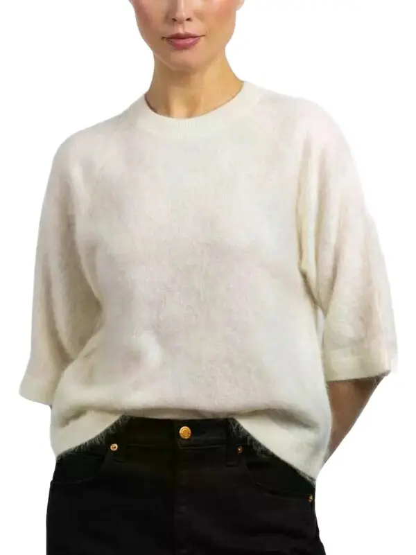 Autumn Cashmere Short-sleeve Sweater - Neutrals