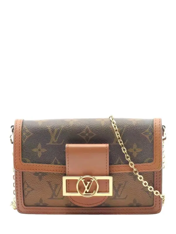 LOUIS VUITTON 2021-2025 Monogram Reverse Dauphine Wallet On Chain - Brown