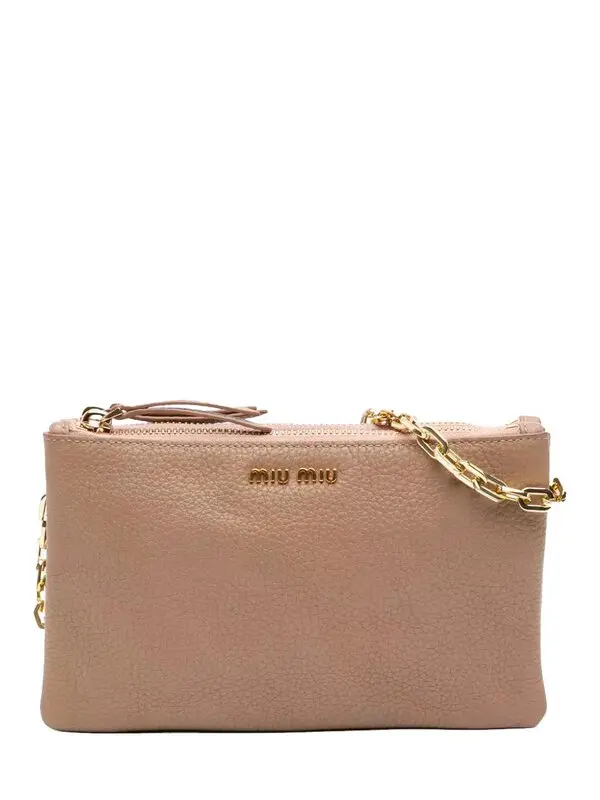 Miu Miu Goatskin Madras Crossbody Bag - Brown