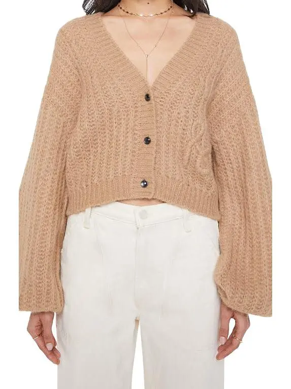 MOTHER Puffy Sleeve Varsity Cardigan - Cotton Candy