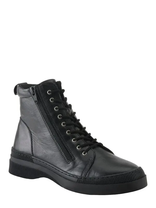 SPRING STEP SHOES Leather Combat Boots - Black