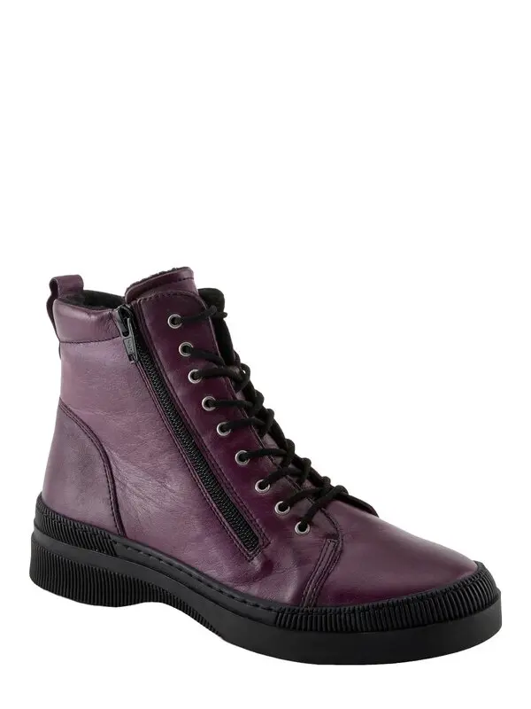 SPRING STEP SHOES Leather Combat Boots - Purple