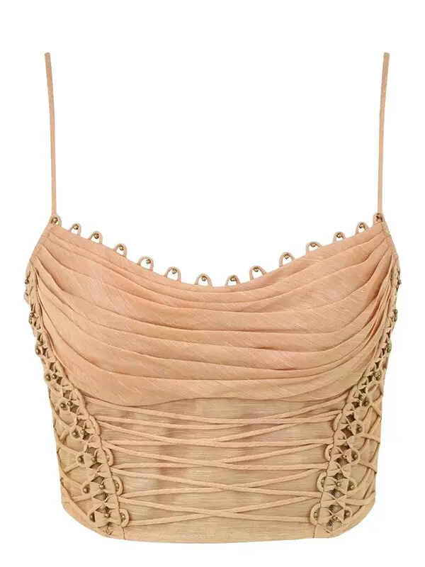 Zimmermann Rebellion Beaded Crop Top - Neutrals