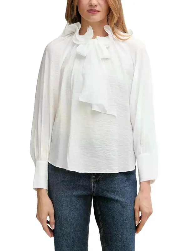 PEDRO DEL HIERRO Blouse With Ruffled Neck Tie - White