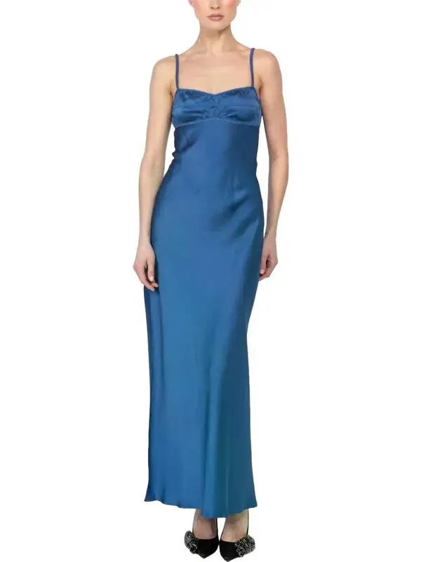 Anna October Georgina Open-back Slit Maxi Dress - Blue