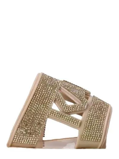 Karl Lagerfeld Embellished Slide Sandals - Neutrals
