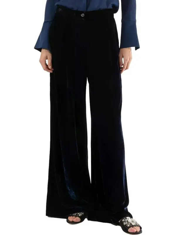 Avant Toi Velvet Palazzo Pants - Blue