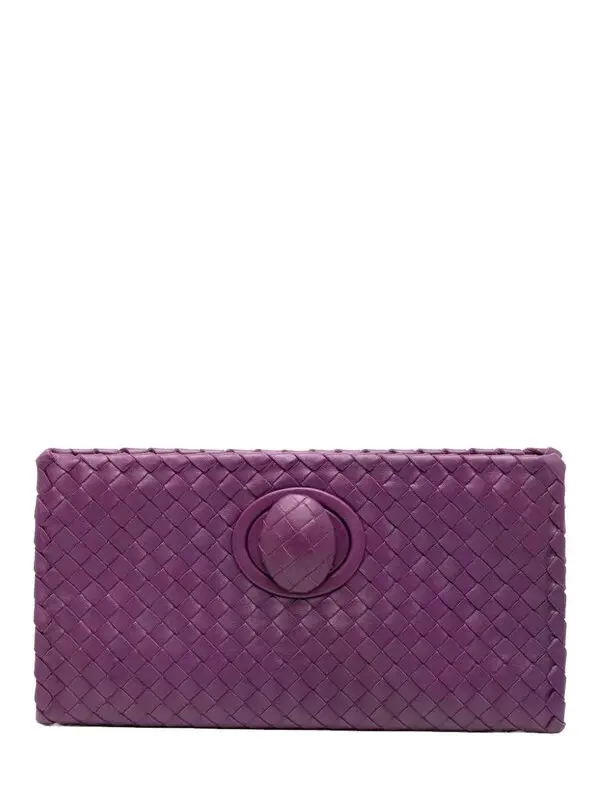 Bottega Veneta 2012-2025 Nappa Intrecciato Turn Lock Clutch Bag - Purple