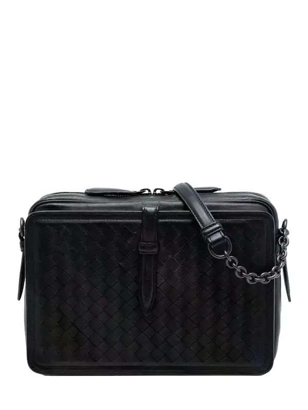 Bottega Veneta Nappa Intrecciato Belt Flap Camera Bag - Black