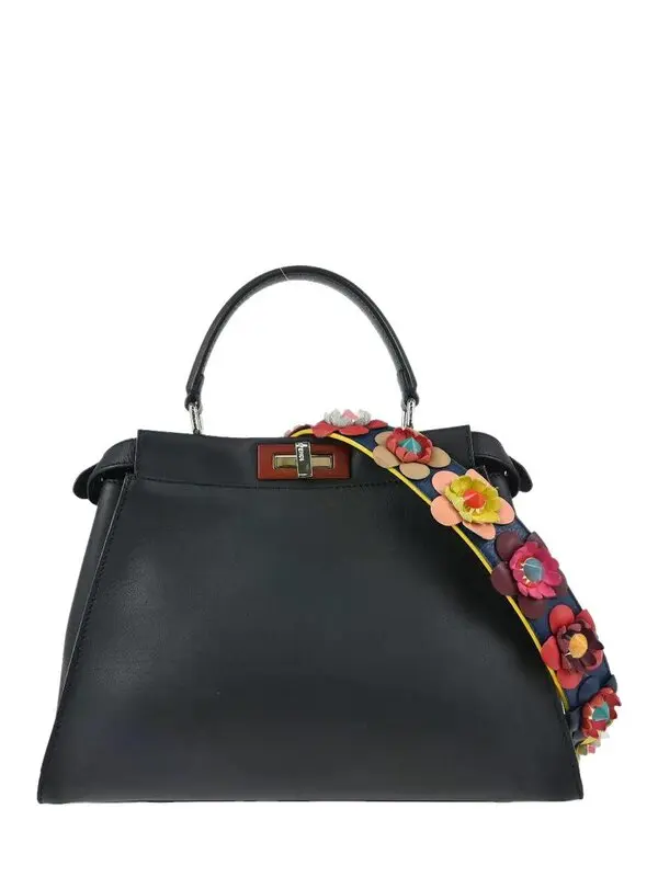 Fendi 2017 Peekaboo Flower-applique Tote Bag - Black