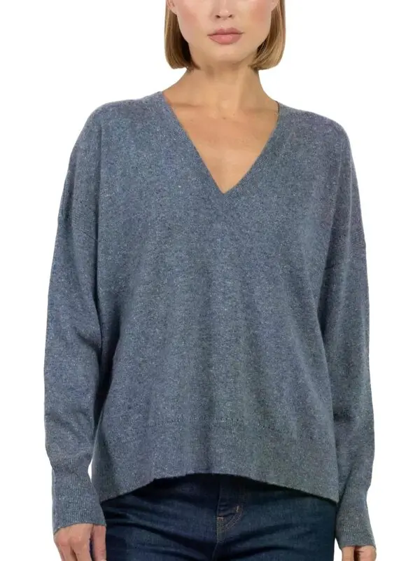 Autumn Cashmere V-neck Long Sleeve Sweater - Blue