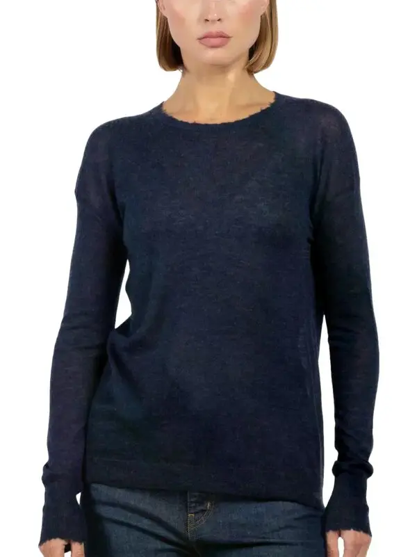 Autumn Cashmere Frayed Trim Sweater - Blue