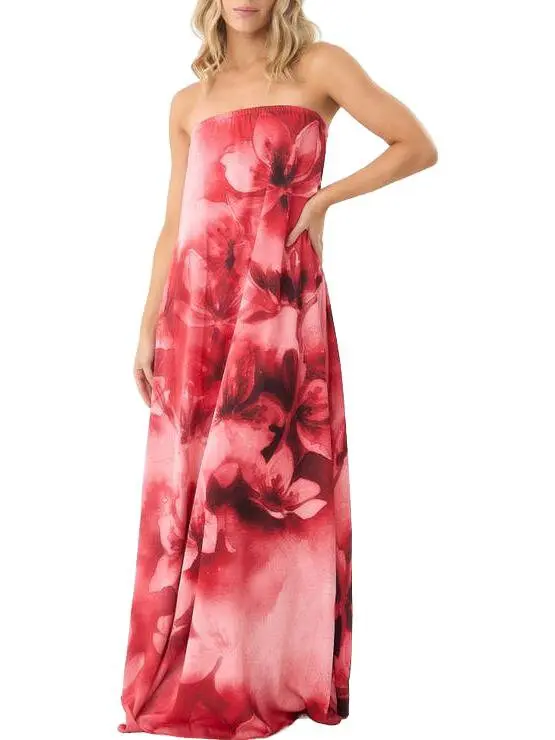 BOAMAR Floral Strapless Maxi Dress - Pink Floral