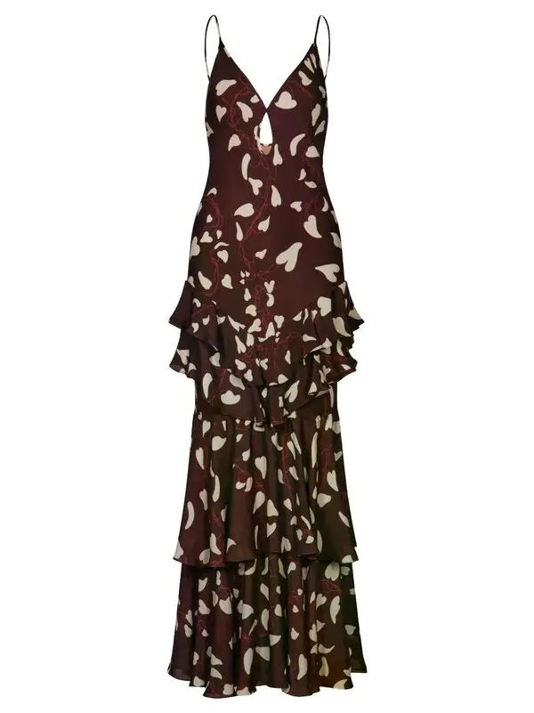 Johanna Ortiz Reinterpretation Ruffled Maxi Dress - Brown