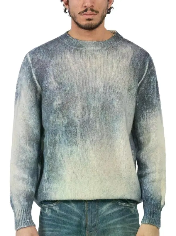 Avant Toi Distressed Crew-neck Sweater - Blue