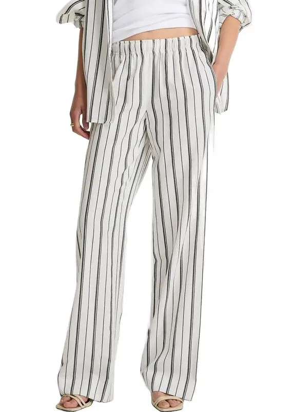 Vince Striped Wide Leg Pull-on Pants - Whb-white/black