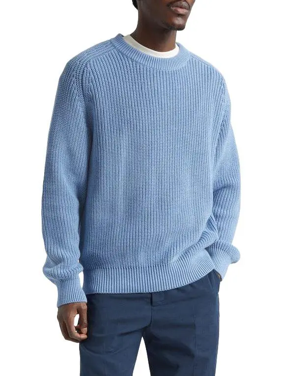 PALMES Fisherman Stitch Cotton Sweater - Baby Blue