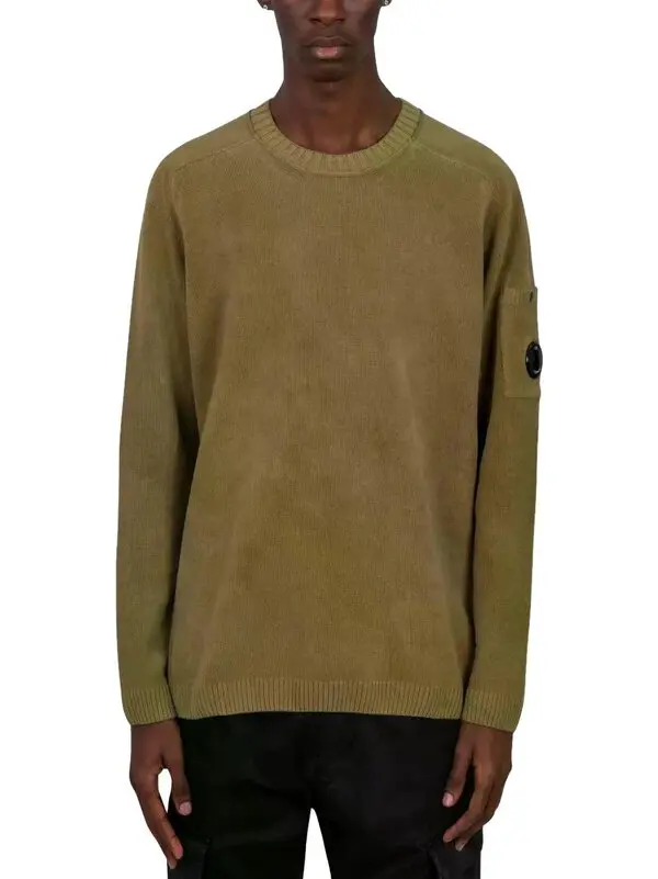 C.P. COMPANY Crew-neck Chenille Knit Sweater - Green