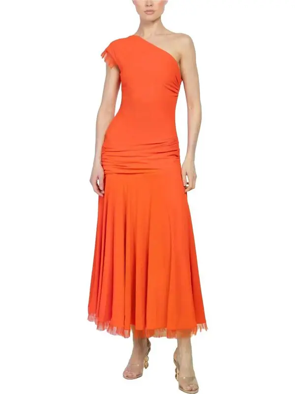 Brandon Maxwell Tess One-shoulder Midi Dress - Orange