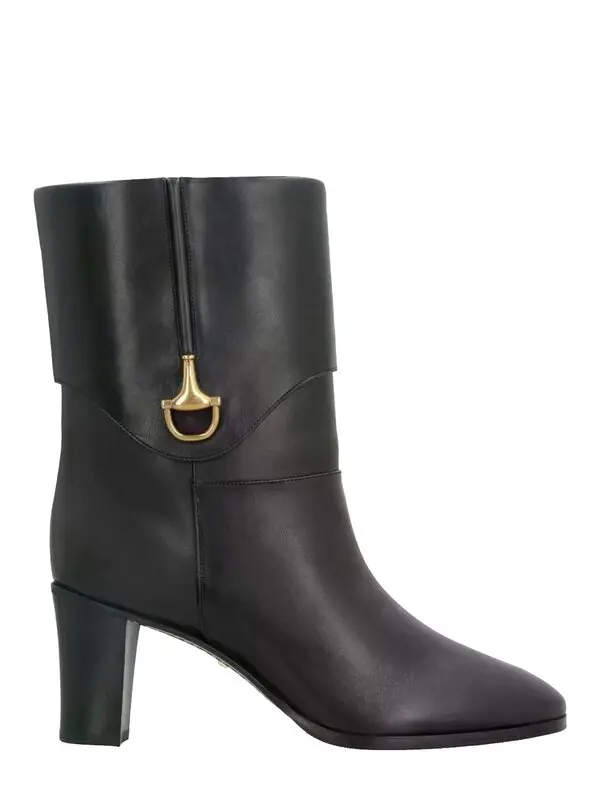 Gucci Half Horsebit Leather Ankle Boots - Black