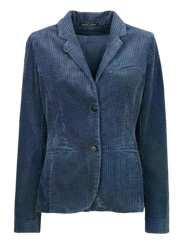 HANNES ROETHER Corduroy Single-breasted Blazer - Blue