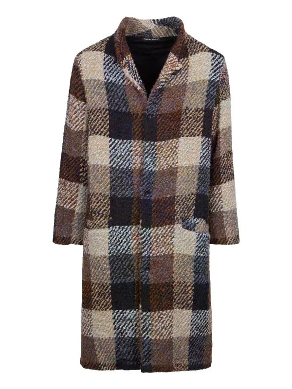 HANNES ROETHER Checked Buttoned Coat - Brown
