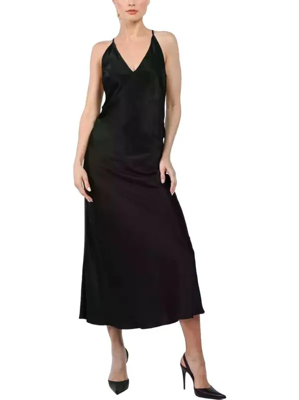 JACOB LEE V-neck Strap Midi Dress - Black