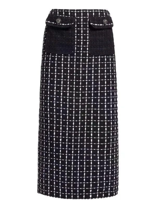 Elie Saab Tweed Midi Skirt - Black