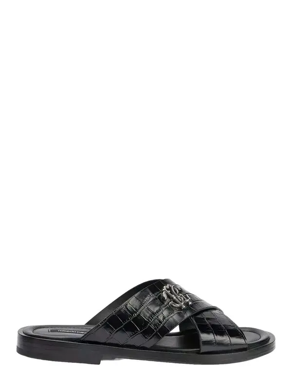 Roberto Cavalli Logo-plaque Sandals - Black