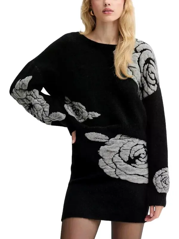 GESTUZ Floral Knit Sweater - Black