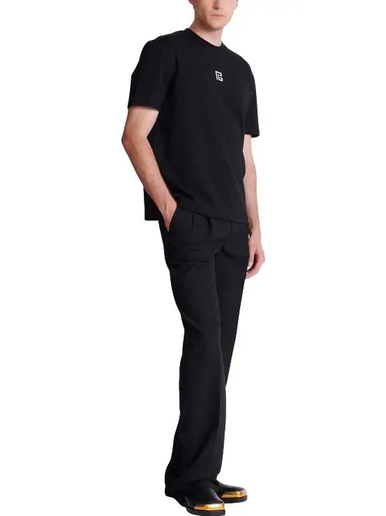 Balmain T-shirt With Embroidered Logo - Black
