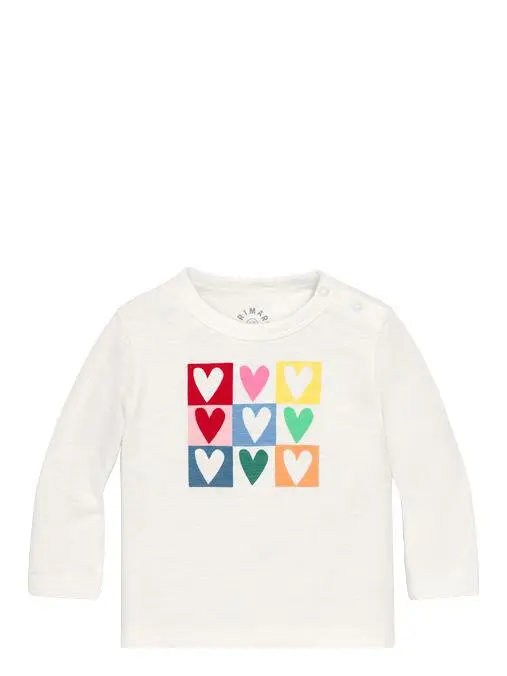 PRIMARY Baby Long Sleeve Tee - Ivory Block Hearts